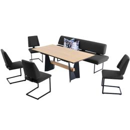 K+w Komfort & Wohnen K+W Komfort & Wohnen Essgruppe &raquo;Longbeach&laquo; 6 Stk. tlg. Essgruppe in Spitzkissenoptik mit 4 Freischwingern, Gestell in Metall grau B/H/T: 224cm x 89cm 
