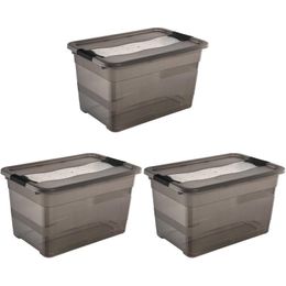keeeper Aufbewahrungsbox &raquo;Cornelia, 3er Set, 52 L, 59,5 x 39,5 x 34 cm&laquo; durch Clips verschlie&szlig;bar, Griffe am Boden grau Kunststoff 3 Stk., B/H/T: 