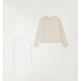 IDO M&auml;dchen Pullunder "GIRL SWEATER", beige, Gr. 128, 50% Baumwolle, 50% Modal, Pullover
