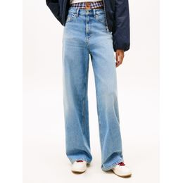 Tommy Jeans Damen Loose-fit-Jeans "CLAIRE HR WD", blau, Gr. 33, Abriebeffekte, Denim/Jeans, Obermaterial: 99% Baumwolle, 1% Elasthan, Jeans