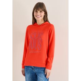 Cecil Damen Langarmshirt, rot, Gr. M, bedruckt, Stoff, 72% Viskose, 25% Polyester, 3% Elasthan, Shirts, mit Wording-Print