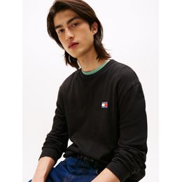 Tommy Jeans Herren Langarmshirt "TJM REG BADGE TEE LS EXT"schwarz, Gr. 4XL, Single Jersey, Obermaterial: 100% Baumwolle, Shirts