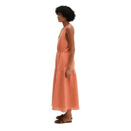 Marc O'Polo MARC O'POLO Damen Midikleid "mit &uuml;berkreuzten Tr&auml;gern"warm orange, Gr. 42, unifarben, Obermaterial: 100% Leinen. Futter: 100% Baumwolle, Kleider