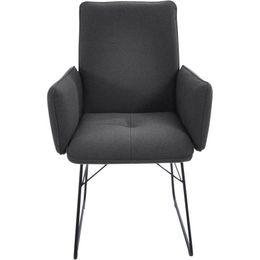 K+w Komfort & Wohnen K+W Komfort & Wohnen Armlehnstuhl () 1 Stk.Drahtkufengestell in Metall schwarz, Griff am R&uuml;cken, Steppung im Sitz grau B/H/T: 61cm x 91cm x 62cm, 1 