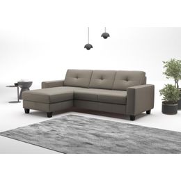 OTTO home Ecksofa &raquo;Varese&laquo; wahlweise mit Schlaffunktion und Bettkasten beige B/H/T: 239cm x 91cm x 164cm, NaturLEDER , Recamiere links,mit 