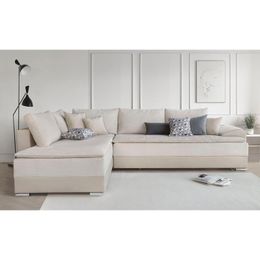 Home Affaire Ecksofa &raquo;Night & Day L-Form, B: 324 cm, Dauer-Schlaffunktion und Armlehne&laquo; Schlaffunktion & Bettkasten, Boxspringbett 180x200 cm beige 