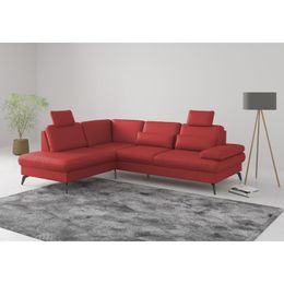 Sit & More sit&more Ecksofa &raquo;Morris L-Form, inkl. Sitztiefenverstellung&laquo; wahlweise mit Armteilverstellung, Schlaffunktion & Bettkasten rot B/H/T: 262cm x 82cm x 