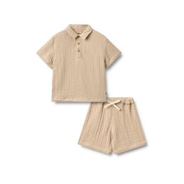 Wheat M&auml;dchen Trainingsanzug "Wheat Set Shirt S/S & Shorts Svend", beige, Gr. 98, unifarben, 100% Baumwolle (Bio), Sportanz&uuml;ge