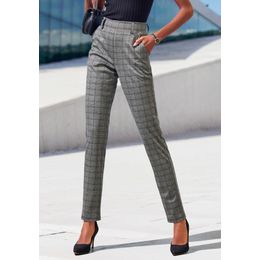 Lascana Damen Jogger Pants "klassische schmale Form", Gr. 40, blau, Obermaterial: 59% Polyester, 35% Viskose, 6% Elasthan, Jacquardmuster, kariert,