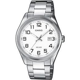 Casio Timeless Collection Herren CASIO TIMELESS COLLECTION Quarzuhr Armbanduhr, Herrenuhr, Damenuhr, analog, Datum, Edelstahlarmband silber 