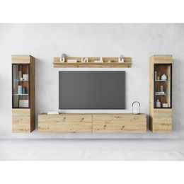 Home Affaire Wohnwand &raquo;VERA II&laquo; Komplett-Set, 4 Stk. tlg. braun B/H/T: 260cmcm x 130cmcm x 33cmcm, ohne Beleuchtung