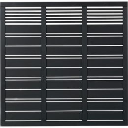 Plus Sichtschutzelement &raquo;Silence&laquo; H&ouml;he: 170 cm, Gesamtl&auml;nge: 5,64 bis 13,04 m, zum Aufschrauben schwarz Massivholz, Stahl H/L: 170cm x 7,49m, Pfosten: