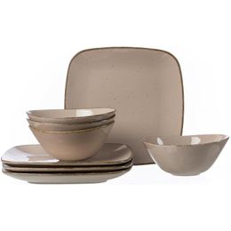 Ritzenhoff & Breker Tafelservice &raquo;Geschirr-Set CASA&laquo; Teller Set, Vintage Look, 8 Teile, f&uuml;r 4 Personen braun Porzellan 8 Stk.