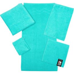 Ross G&auml;stehandtuch &raquo;Cashmere feeling&laquo; 100% Baumwolle, mit Wellen-Bord&uuml;re, gro&szlig;e Farbauswahl blau Frottier, Baumwolle B/L: 30cmx50cm, 6 Stk., Frottier