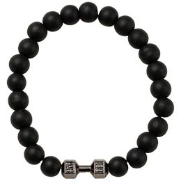 Firetti Armband &raquo;Schmuck Armkette Hantel Kraftsport Geschenk Workout Armband GYM&laquo; Made in Germany - mit Glasstein schwarz 19cm, Messing Silikon