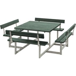 Plus Garten-Essgruppe &raquo;&raquo;Picnic&laquo; Kombim&ouml;bel mit 4 R&uuml;ckenlehnen&laquo; 1 Stk. tlg. 224x224x76/45 cm gr&uuml;n Polywood, Stahl B/H/T: 224cm x 76cm x 224cm