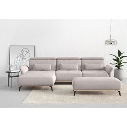 Home Affaire Ecksofa &raquo;Fjord L-Form&laquo; massiv, wahlweise mit Armlehnfunktion, Kopf- Sitztiefenverstellung beige 100% Polyester B/H/T: 324cm x 93cm x 