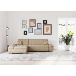 DOMO collection Ecksofa &raquo;MORIC 300x172 cm, XXL-Sofa mit viel Platz, L-Form, auch in Cord&laquo; wahlweise mit Bettfunktion und Armteilverstellung, cappucino
