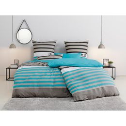 OTTO home Bettw&auml;sche &raquo;Majoran&laquo; 3 Stk. gestreifte Bettw&auml;sche, Marke H.I.S by OTTO home blau Linon, Obermaterial: 100% Baumwolle B/L: 240cm x 220cm, 1 