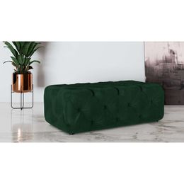 Home Affaire Polsterhocker &raquo;FOLLINA&laquo; Polsterhocker mit klassischer Chesterfield-Knopfheftung gr&uuml;n 100% Polyester B/H/T: 130cm x 39cm x 65cm, Samtoptik