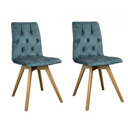 OTTO home Esszimmerstuhl &raquo;Rania&laquo; (Set) 2 Stk.Massivholzgestell, mit Knopfheftung blau Holzwerkstoff, Massivholz B/H/T: 45cm x 91cm x 55cm, 2 Stk., 