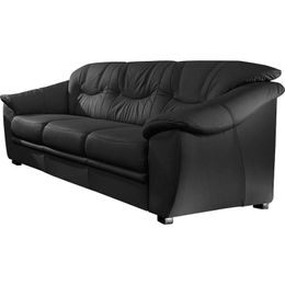 Sit & More sit&more 3-Sitzer &raquo;Savona, B. 198cm, Federkern, opt. mit Schlaffunktion, Sitzh. 46cm&laquo; Liegefl&auml;che 190x137cm, viele . Stoff- und Ledervarianten schwarz