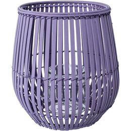 Creativ home Windlicht &raquo;Kerzenhalter Bambus&laquo; H&ouml;he ca. 25 cm lila Glas B/H/T: 25cm