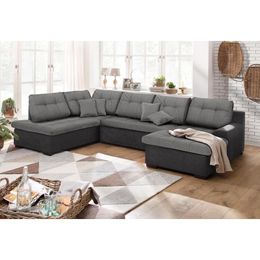 Home Affaire Wohnlandschaft &raquo;F&ouml;hr U-Form&laquo; wahlweise mit Bettfunktion grau 100% Polyester PRIMABELLE /Webstoff;100% Polyester Melrose /Struktur grob;