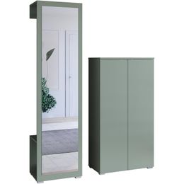 OTTO home Garderoben-Set &raquo;PARIS/ TOKYO&laquo; Komplett-Set, 2 Stk. tlg. gr&uuml;n Holzwerkstoff B/H/T: 130cmcm x 190cmcm x 35cmcm