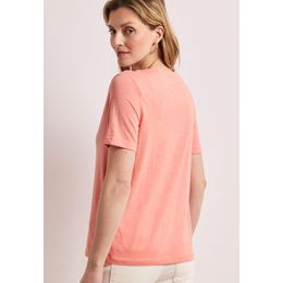 Street One Damen V-Shirt, rosa, Gr. 42, unifarben, Web, 50% Baumwolle, 50% Modal, Shirts, mit abgerundetem V-Ausschnitt