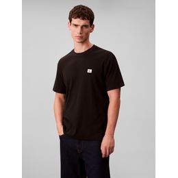 Herren T-Shirt "WAFFLE BADGE TEE", schwarz, Gr. S, Calvin Klein Jeans, unifarben, Web, Obermaterial: 60% Baumwolle, 40% Polyester, Shirts, Regular