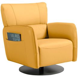 Egoitaliano Sessel &raquo;Honey&laquo; inkl. seitlicher Einstecktasche, drehbar und mit Wipp-Funktion gelb Leder &raquo;BULL&laquo; (echtes Rindsleder). Geschliffenes, pigmentiertes und 