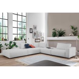 Musterring Ecksofa &raquo;LUCIA L-Form&laquo; in vielen Qualit&auml;ten und 4 verschieden N&auml;hten grau Flachgewebe FLORIS (100% Polyester);Flachgewebe VALMONT (60% Baumwolle/ 40% 