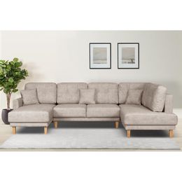 OTTO home Wohnlandschaft &raquo;TRIPLO U-Form wahlweise mit Schlaffunktion, B/T/H: 310/192/90 cm&laquo; Schlafsofa, auch mit Bettkasten, Steppung im R&uuml;ckenkissen 
