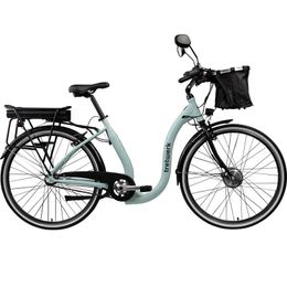 Tretwerk Unisex &raquo;Linea&laquo; 3 Gang Nabenschaltung Frontmotor 250 W tiefer Einstieg blau 48cm, 28 Zoll (71,12cm)