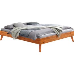Hasena Holzbett &raquo;Calvari&laquo; mit einer Fu&szlig;h&ouml;he von 25 cm braun Wildcheiche massiv Liegefl&auml;che L&auml;nge B: 200cm x 200cm, H&ouml;he Bett: 41cm H&ouml;he Bettseite: 