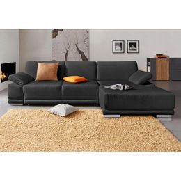 Sit & More sit&more Ecksofa &raquo;Coria L-Form&laquo; mit XL-Recamiere, wahlweise mit Schlaffunktion schwarz Kunstleder SOFTLUX ;Struktur ( 100% Polyester);Struktur fein ( 