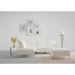 Sit & More sit&more Ecksofa &raquo;Fashion L-Form&laquo; wahlweise mit Kopfteilverstellung, Vorziehsitz, motorisch, Nickelf&uuml;&szlig;e beige B/H/T: 250cm x 84cm x 207cm, Soft clean,