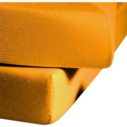 Fleuresse Spannbettlaken &raquo;Ines hochwertiger Jersey aus reiner Baumwolle,&laquo; aus Baumwolle, f&uuml;r Matratzen bis 23 cm H&ouml;he, Bettlaken, Spannbetttuch gelb 