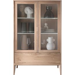Home Affaire Vitrine &raquo;Koda&laquo; inklusive Beleuchtung, verstellbare Glasb&ouml;den braun Natur/Bianco, B/H/T: 89,8cm x 139,5cm x 41,5cm