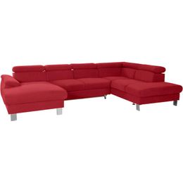 COTTA Wohnlandschaft &raquo;Komaris U-Form, B: 320 cm&laquo; mit Kopfteilverstellung, optional Schlaffunktion, Bettkasten & Licht rot Microfaser PRIMABELLE (100% 