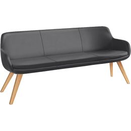 Musterring Essbank &raquo;Tavia&laquo; Stativgestell aus Eiche bianco massiv, Breite 180, 200 oder 220 cm grau 100% PES B/H/T: 180cm x 87cm x 66cm, Echtleder