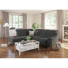 Home Affaire Ecksofa &raquo;Boston L-Form&laquo; Kopfteilverstellung an jeder Sitzfl&auml;che, wahlweise Relaxfunktion grau Struktur (100% Polyester);Luxus-Microfaser 