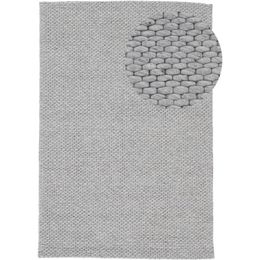CarpetFine Wollteppich &raquo;Sina, auch als L&auml;ufer&laquo; rechteckig 14 mm H&ouml;he Handweb Teppich, reine Wolle, meliert, handgewebt, weich & kuschelig grau Wolle B