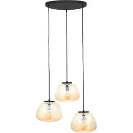 Brilliant Pendelleuchte &raquo;Kaizen&laquo; E27 1 Stk. Riffelglas, D 40 cm, E27, k&uuml;rzbar, Amber-Bernsteinfarben schwarz 3, &Oslash; 40cm, 1 Stk.