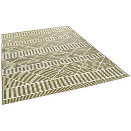 Tom Tailor HOME Teppich &raquo;Funky Outdoor Geometric&laquo; rechteckig 5 mm H&ouml;he Flachgewebe, modernes Rauten Design, Outdoor geeignet, Wohnzimmer gr&uuml;n 