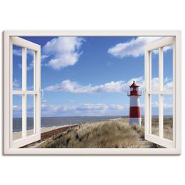 Artland Wandbild &raquo;Fensterblick - Leuchtturm Sylt&laquo; Fensterblick 1 Stk. tlg. als Leinwandbild, Poster in verschied. Gr&ouml;&szlig;en wei&szlig; Leinwand B/H/T: 100cm x 70cm, 