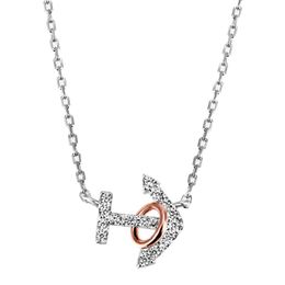 Firetti Damen Kette mit Anh&auml;nger &raquo;Schmuck Geschenk Silber 925 Halsschmuck Halskette Ankerkette&laquo; mit Zirkonia (synth.) rosa Silber 925 (Sterlingsilber)