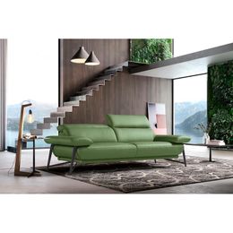 Egoitaliano 2,5-Sitzer &raquo;Anais, Designsofa mit erstklassigem Sitzkomfort, Fu&szlig;farbe schattengrau&laquo; Kopfteil verstellbar, 232 cm, Leder CAREZZA, gr&uuml;n gr&uuml;n Leder 