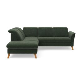 Sit & More sit&more Ecksofa &raquo;Romero L-Form&laquo; wahlweise mit oder ohne TV-Funktion, Schlaffunktion, Bettkasten gr&uuml;n 90% Polyester 10%Polyamid B/H/T: 250cm x 91cm x 